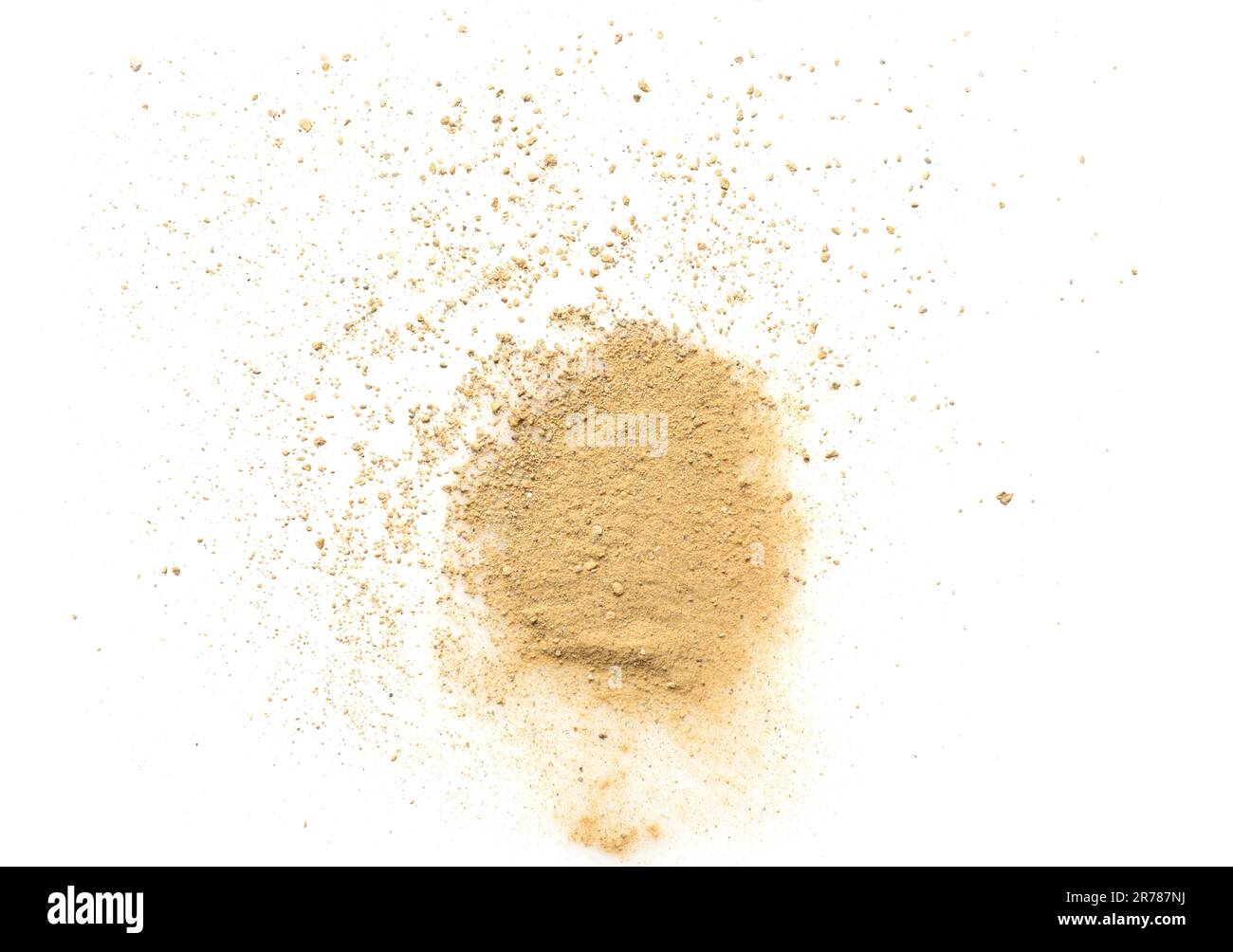 Pile of brown dust scattered on white background, top view Stock Photo ...