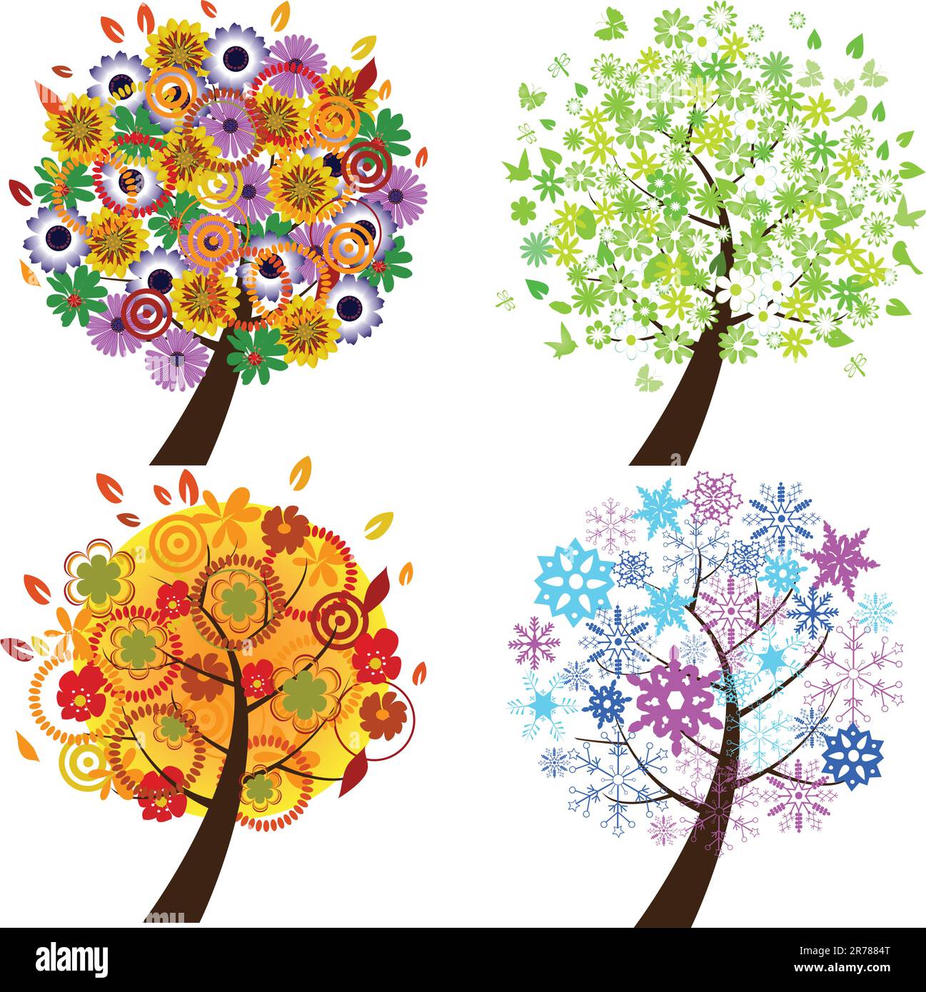 vector illustration of four season trees Stock Vector Image & Art - Alamy