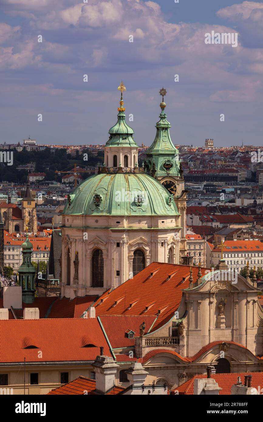 PRAGUE, CZECH REPUBLIC, EUROPE - St. Nicholas church, a Baroque church ...
