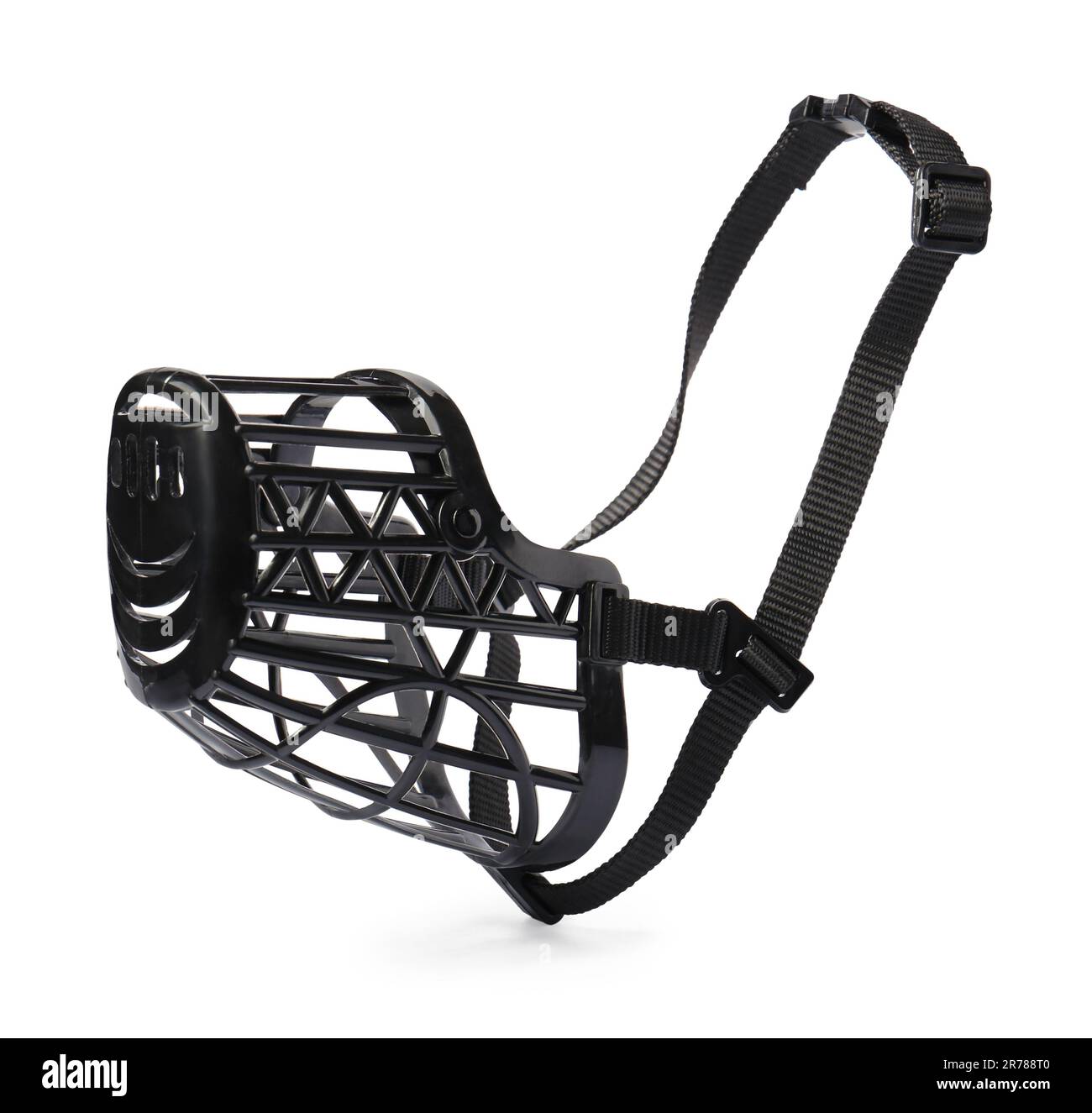 Black plastic dog muzzle isolated on white Stock Photo - Alamy