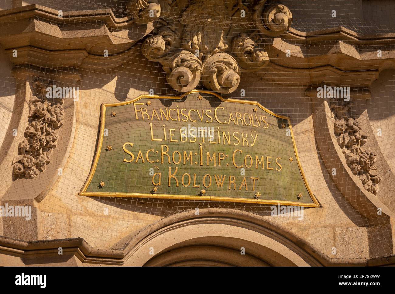 PRAGUE, CZECH REPUBLIC, EUROPE - Front entrance sign for St. Nicholas ...