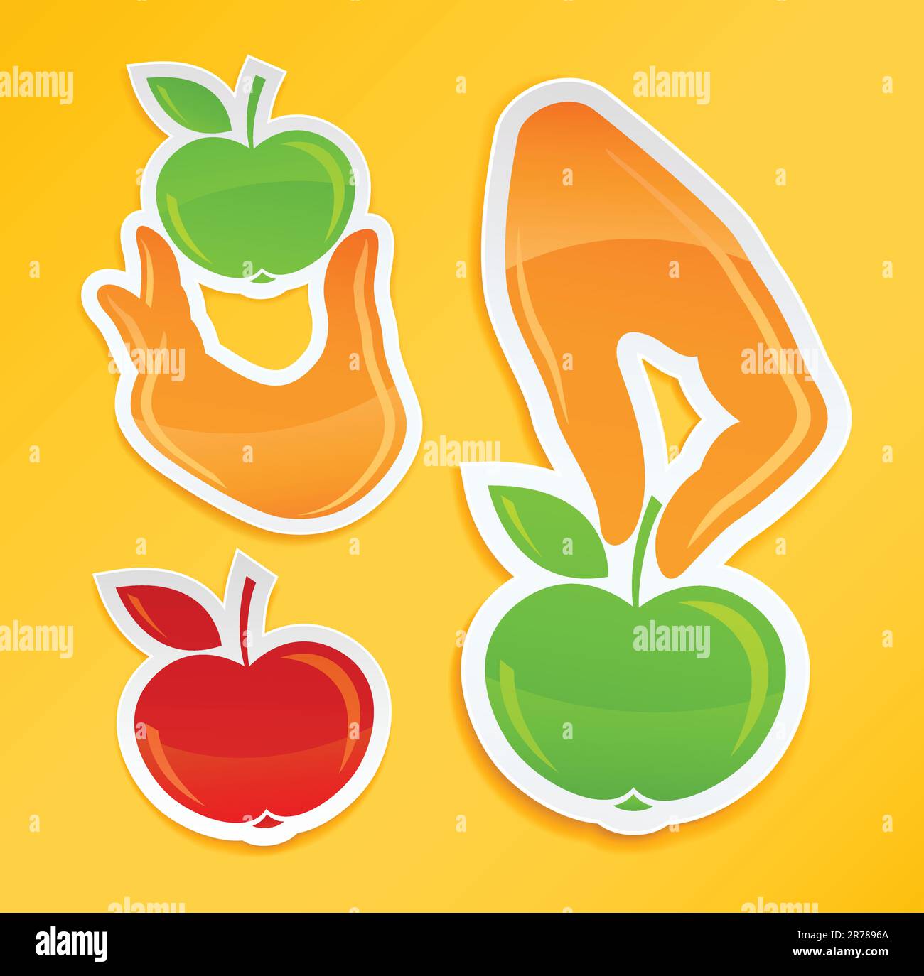 sticker with hand hold apple vector illustration Stock Vector Image ...