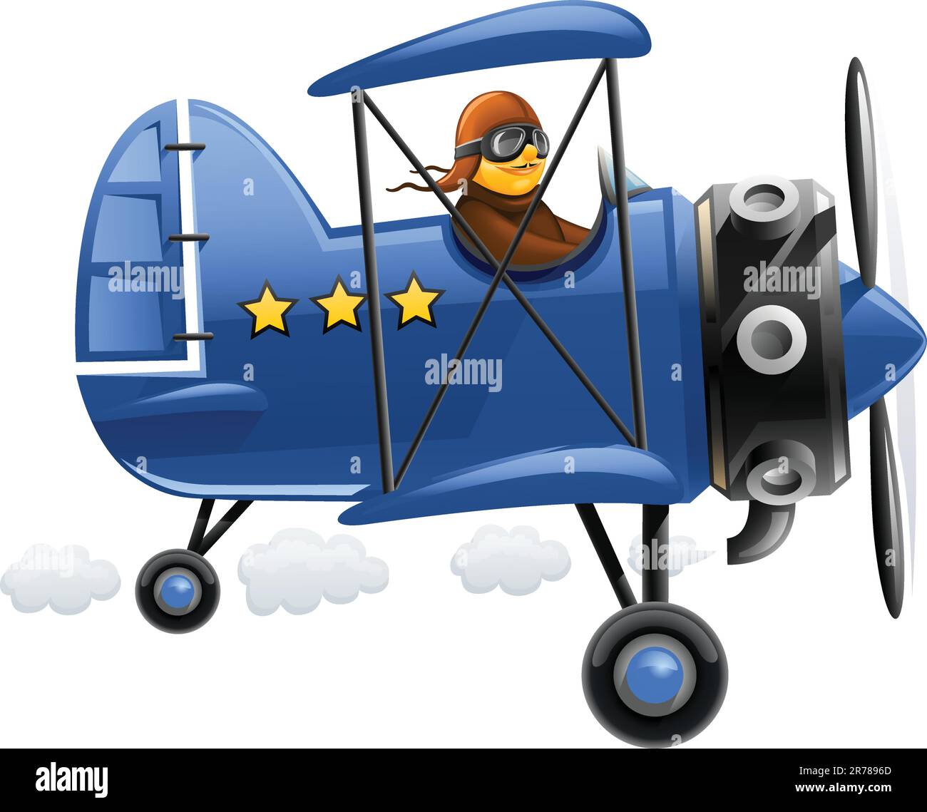 blue airplane with pilot vector illustration isolated on white ...