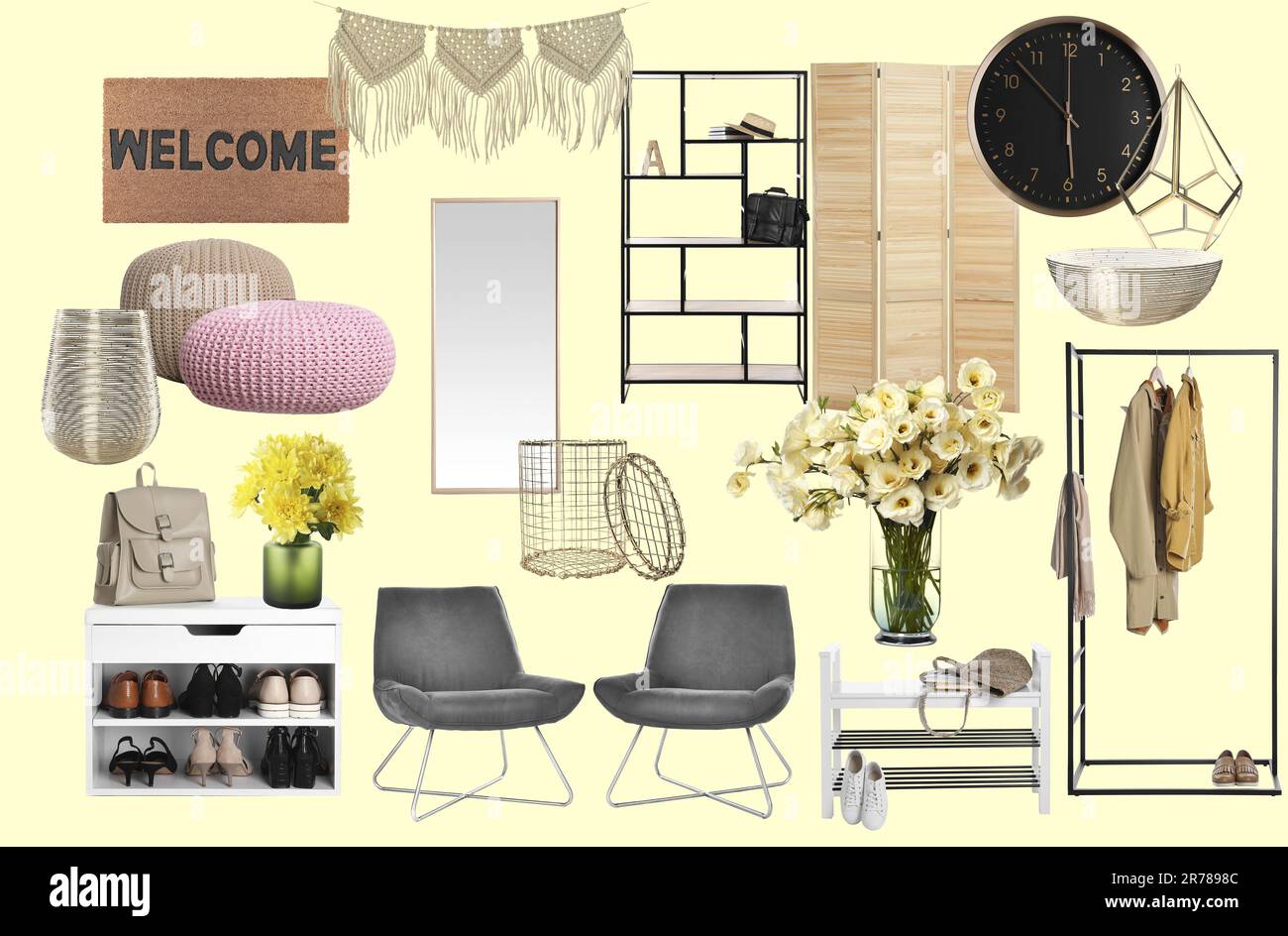 Interior design. Collage with different combinable furniture and ...