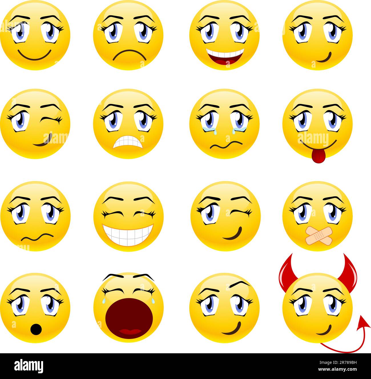 Set of cool smiles. Vector illustration, isolated on a white Stock ...