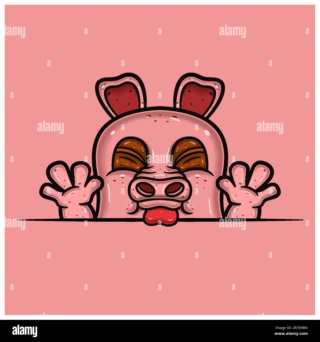 Taunt Face Expression With Pig Cartoon. Vector and Illustration Stock ...