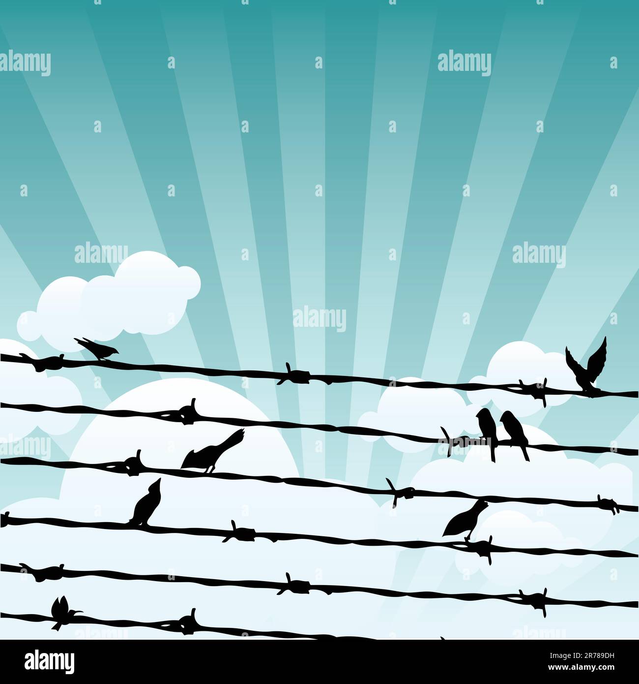 vector illustration of some birds on wires Stock Vector Image & Art - Alamy