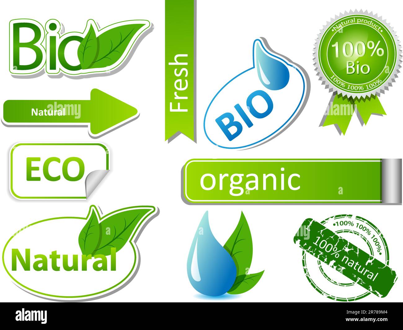 Vector set with different bio sticker patterns Stock Vector Image & Art ...