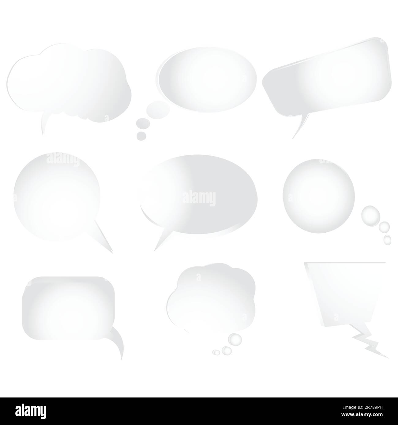 Collection of stylized text bubbles, vector isolated objects on white ...