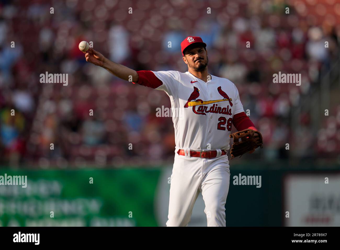 St. Louis Cardinals third baseman Nolan Arenado warms up before the ...
