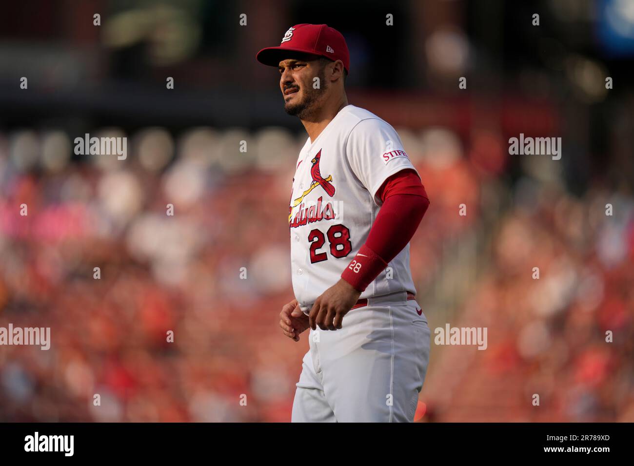 St. Louis Cardinals third baseman Nolan Arenado warms up before the ...
