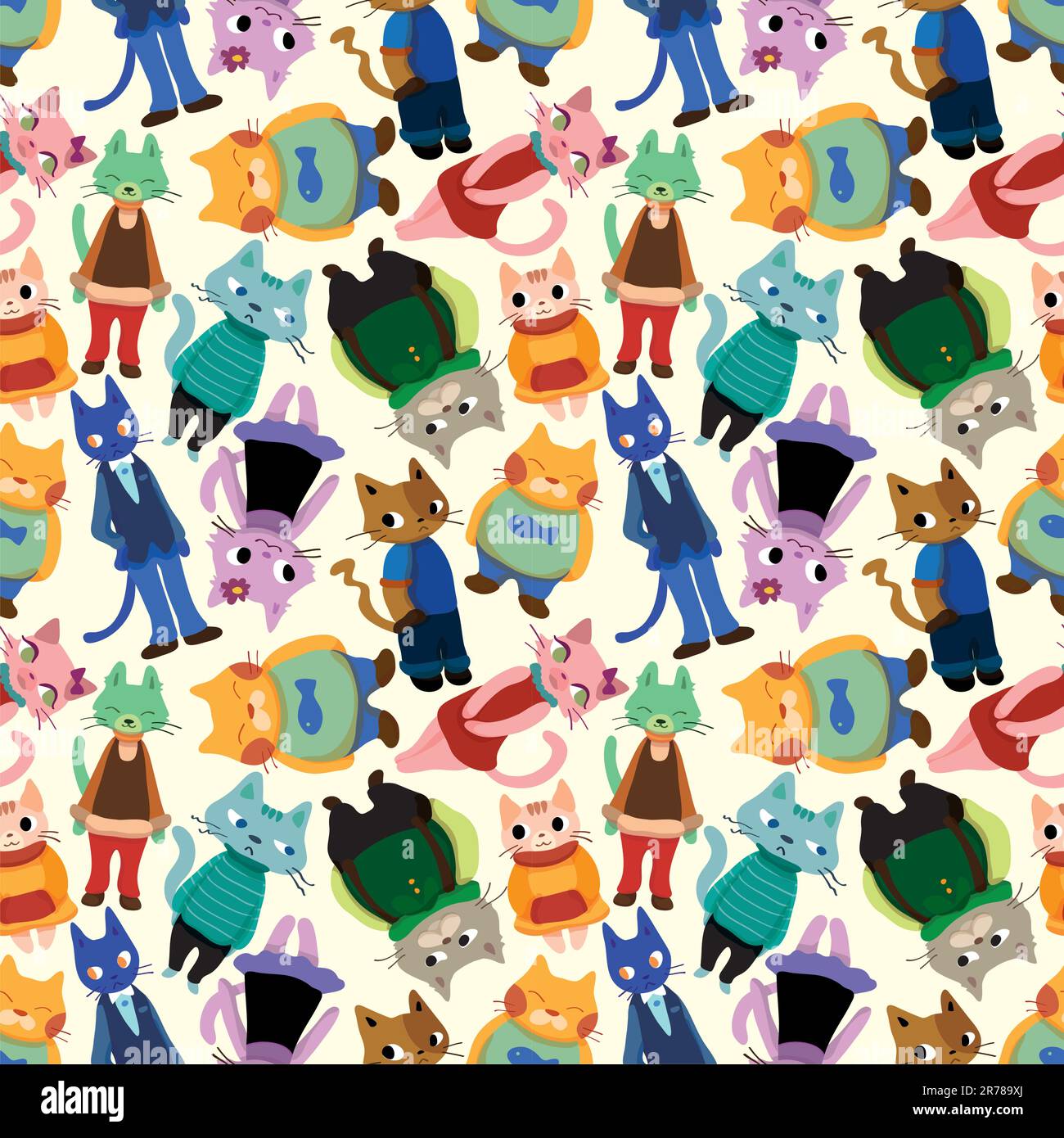 Seamless cat pattern hi-res stock photography and images - Alamy