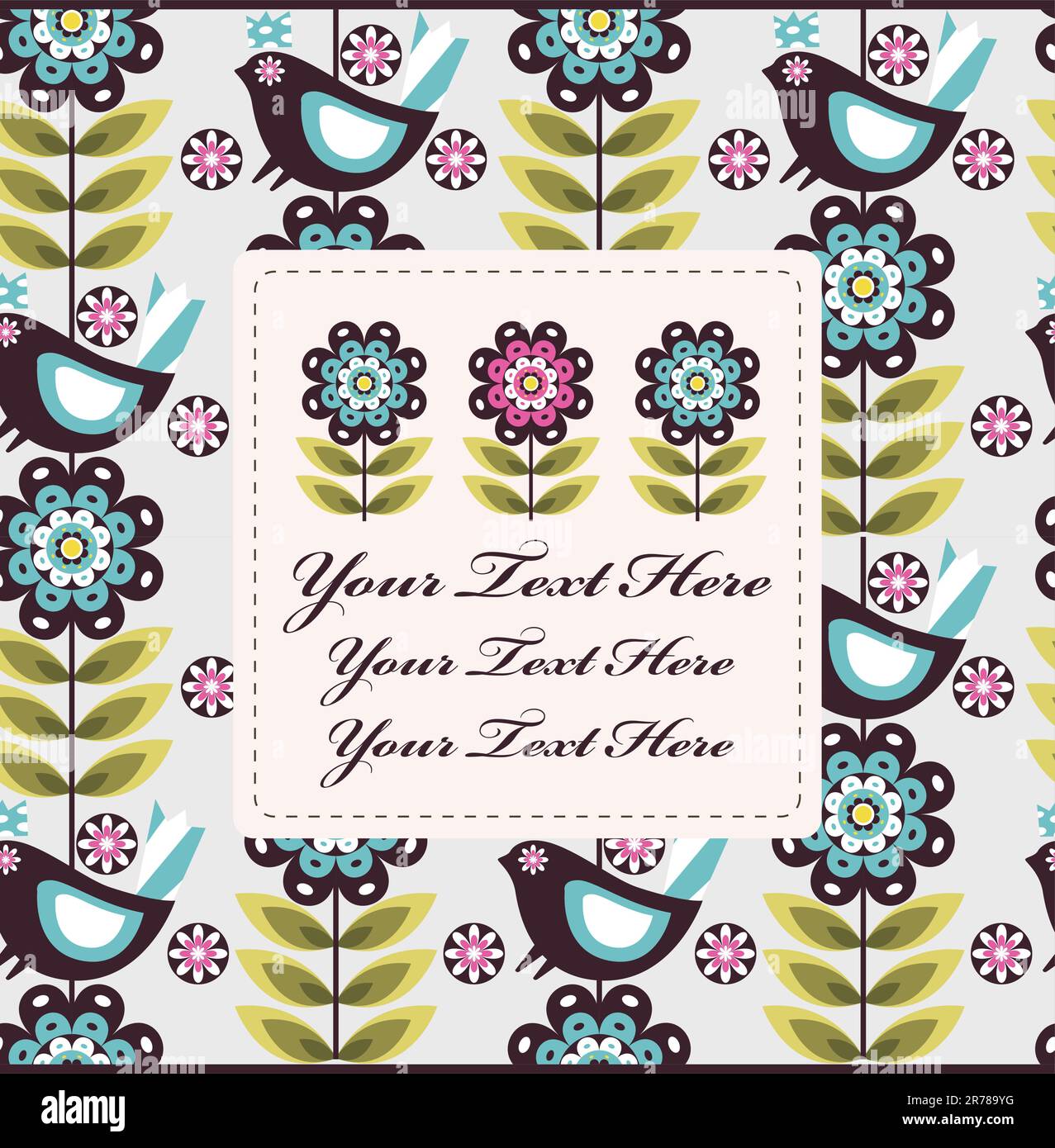 bird flower card Stock Vector Image & Art - Alamy