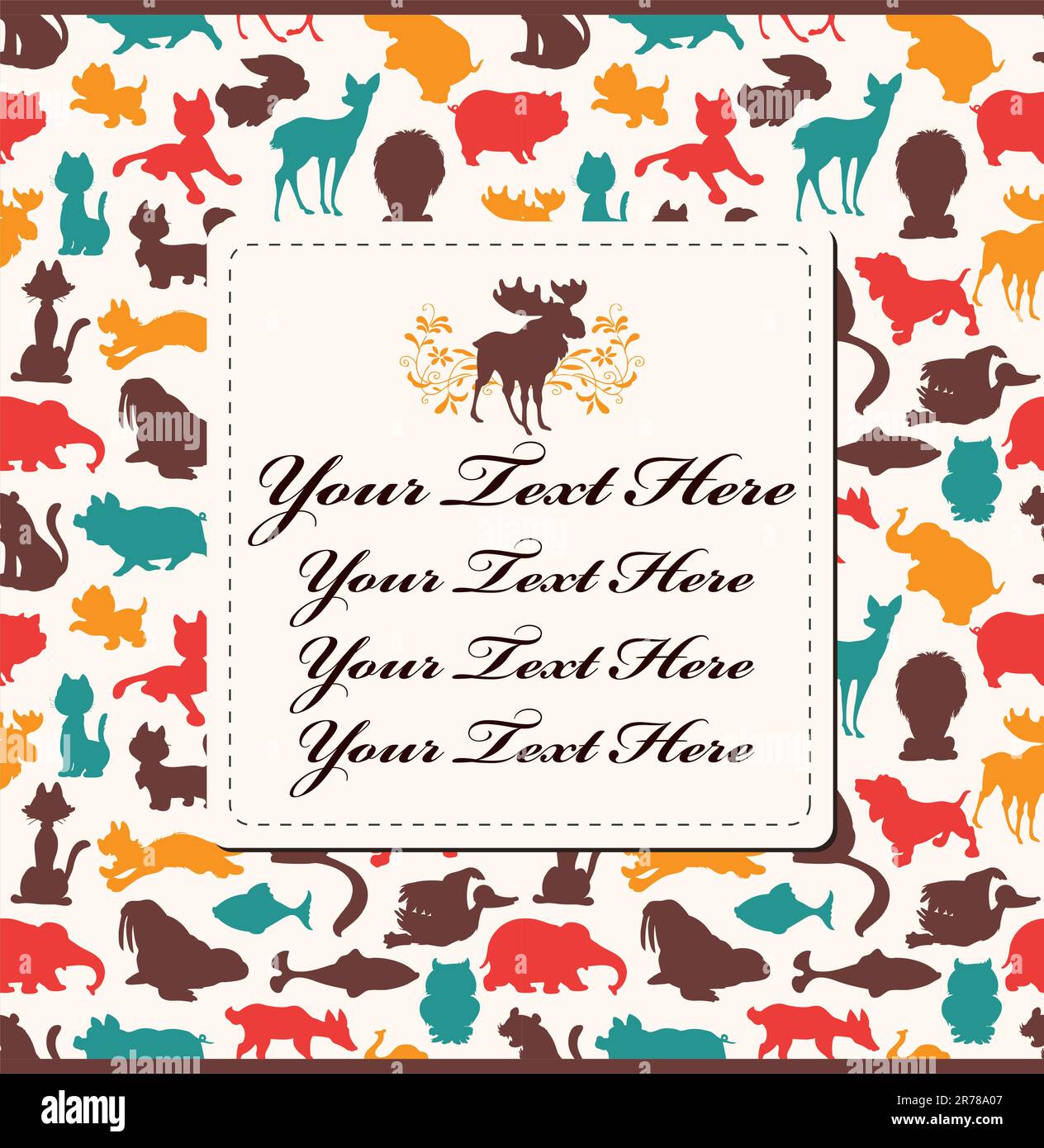 animal silhouette card Stock Vector Image & Art - Alamy