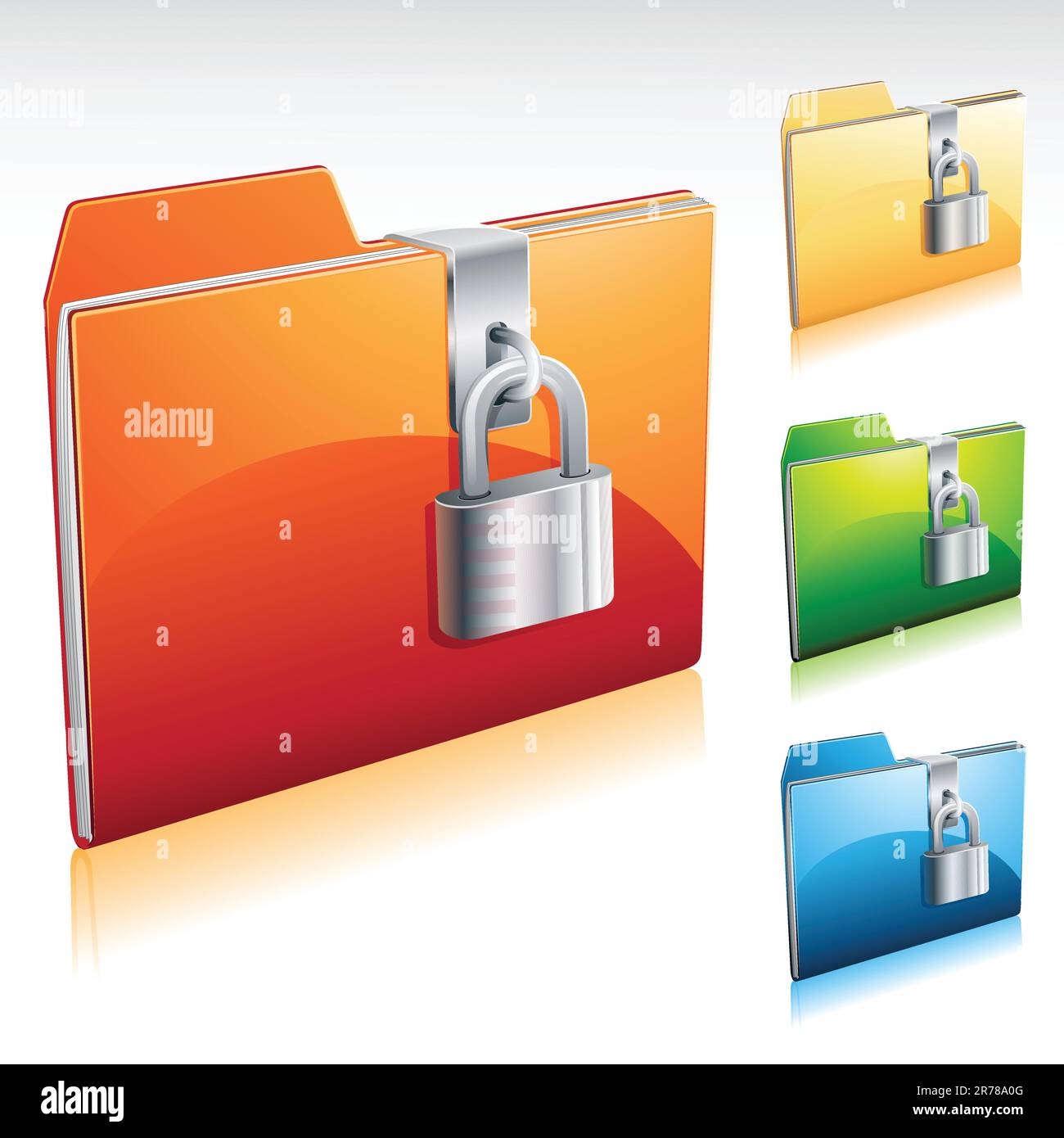 A colorful 3D folder lock icon set Stock Vector Image & Art - Alamy
