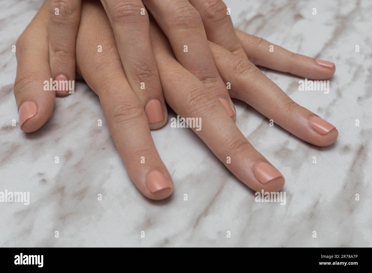 wellness and hand care, close up on beautiful fingers with manicure ...