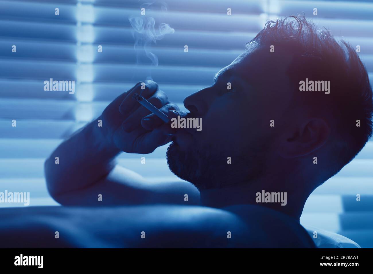 Sad man smoking caucasian hi-res stock photography and images - Alamy