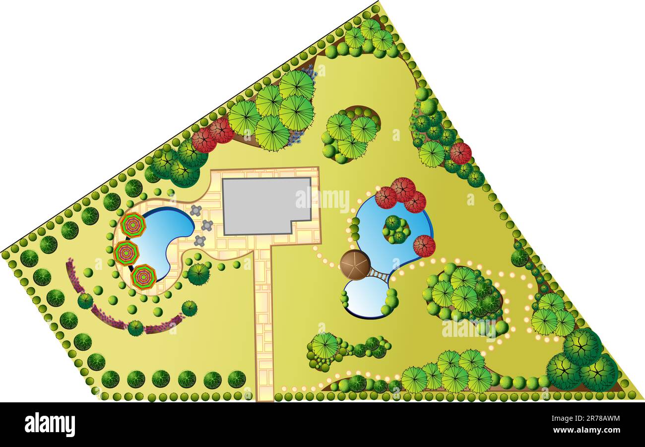 Garden plan drawing Stock Vector Images - Alamy