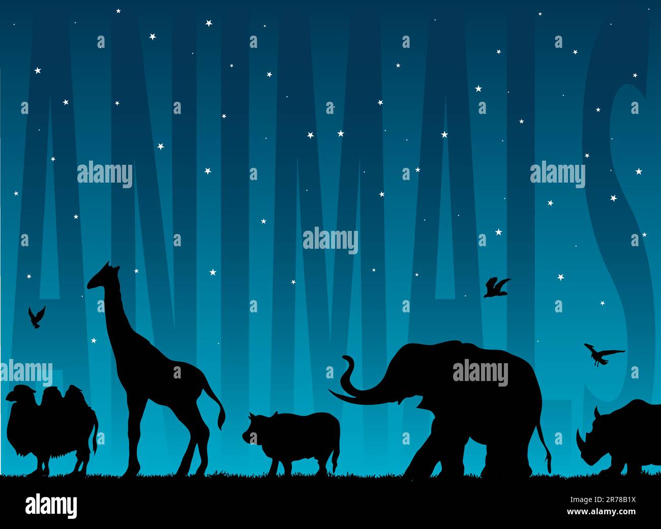 vector illustration of a group of animals walking Stock Vector Image ...