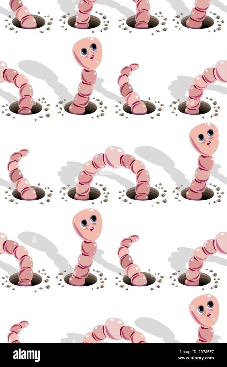 Worms doing holes seamless pattern. Cartoon background Stock Vector ...