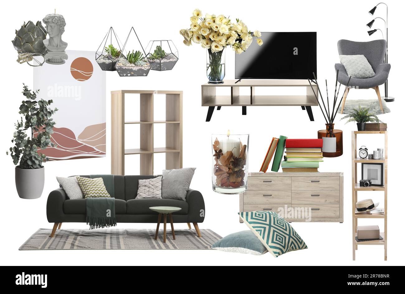 Living room interior design. Collage with different combinable ...