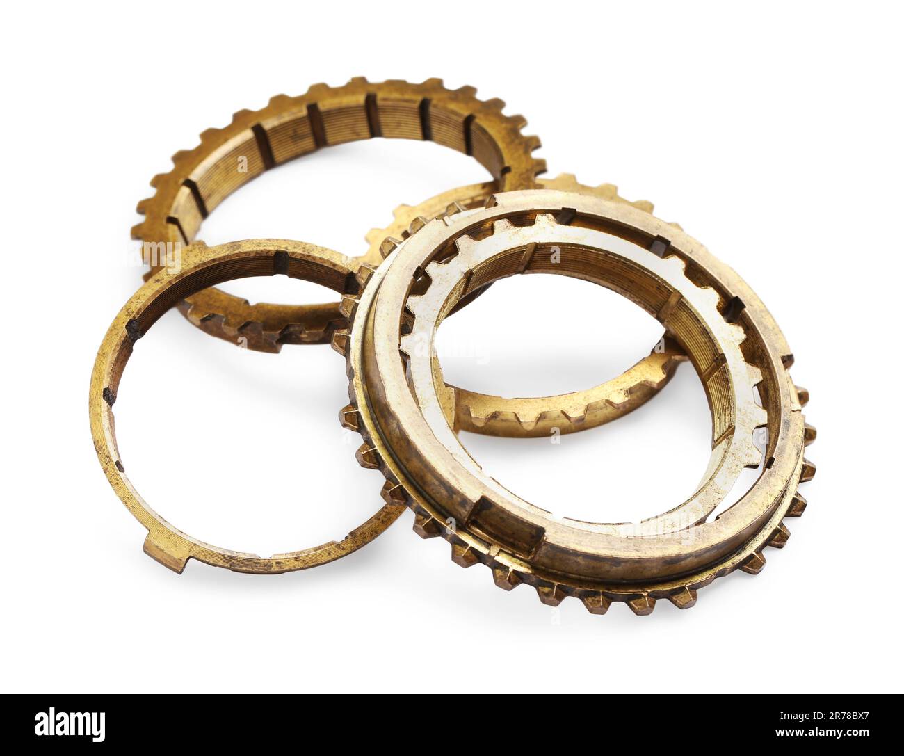 New stainless steel gears on white background Stock Photo - Alamy