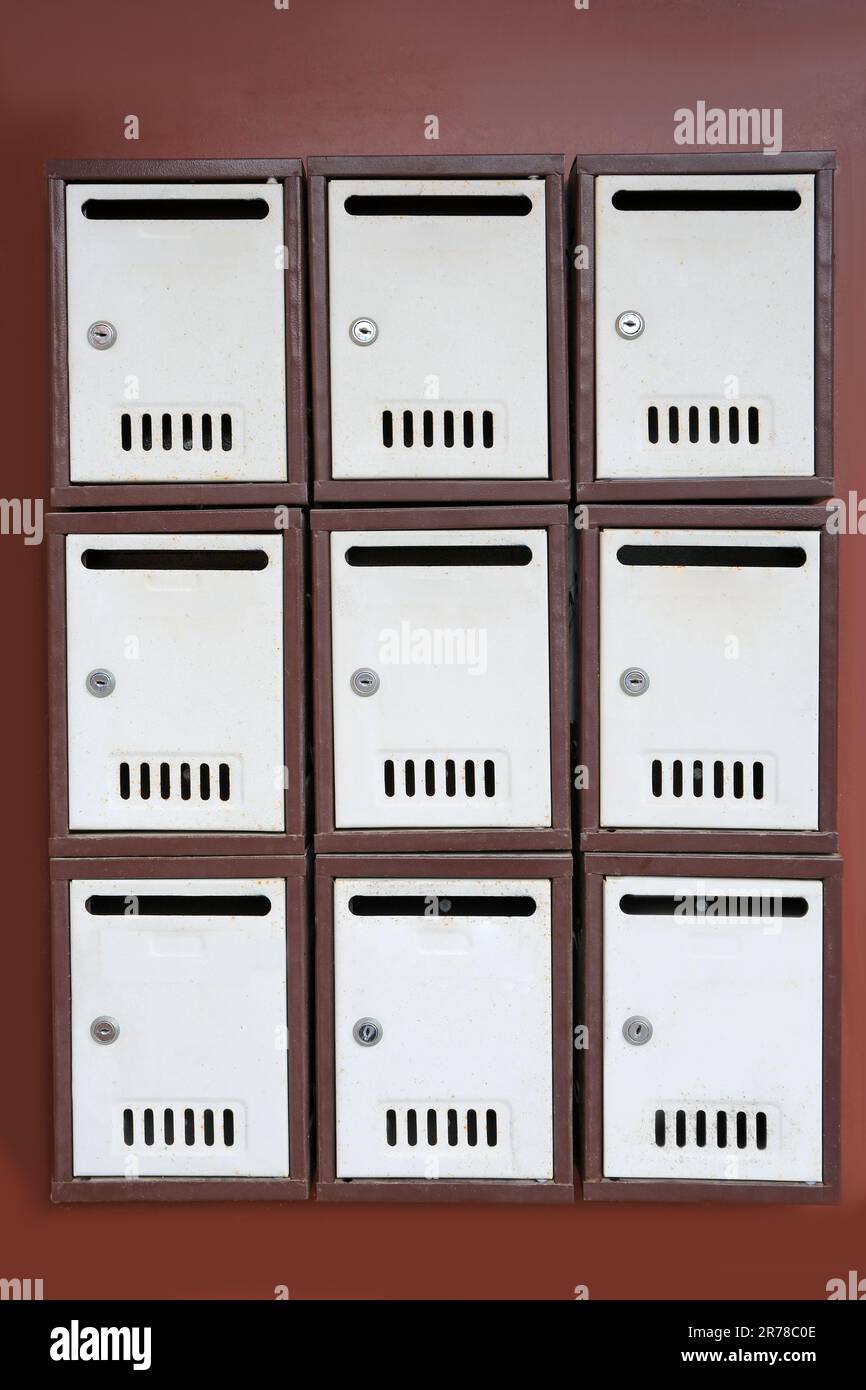 Many metal letter boxes hi-res stock photography and images - Alamy
