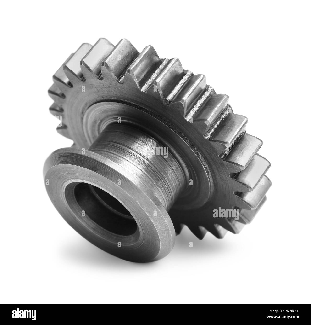 New stainless steel gear on white background Stock Photo - Alamy