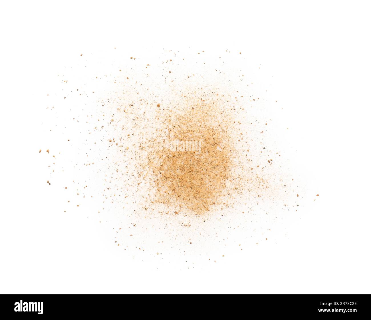 Pile of brown dust scattered on white background, top view Stock Photo ...