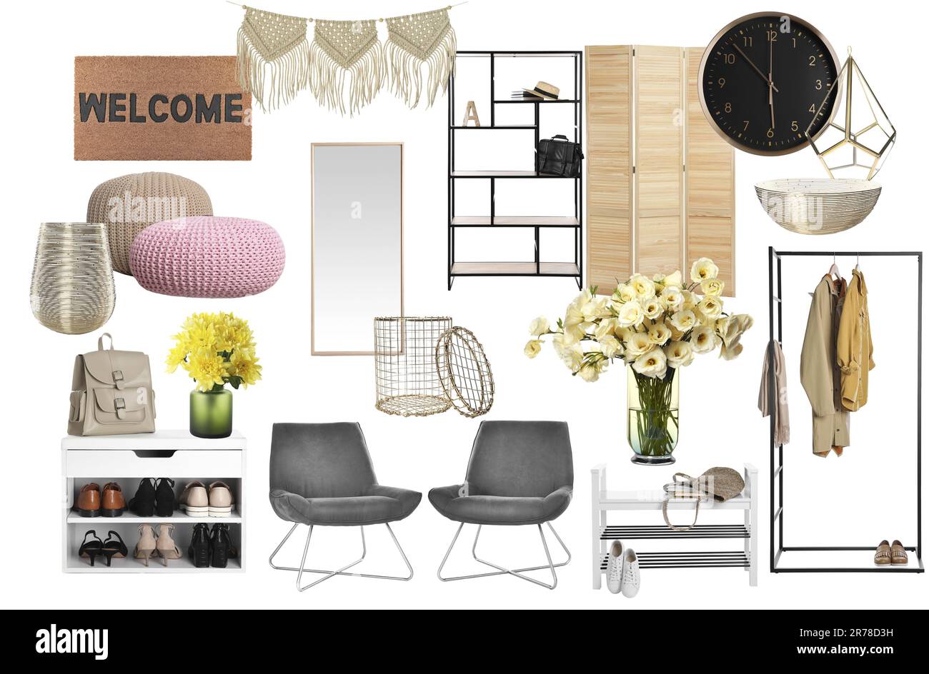 Interior design. Collage with different combinable furniture and ...