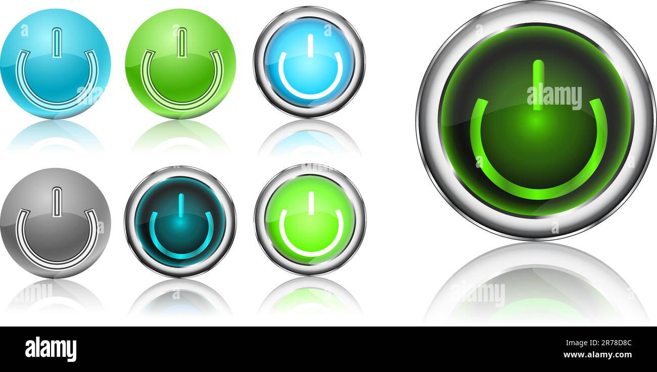 power button icon set isolated on white background Stock Vector Image ...