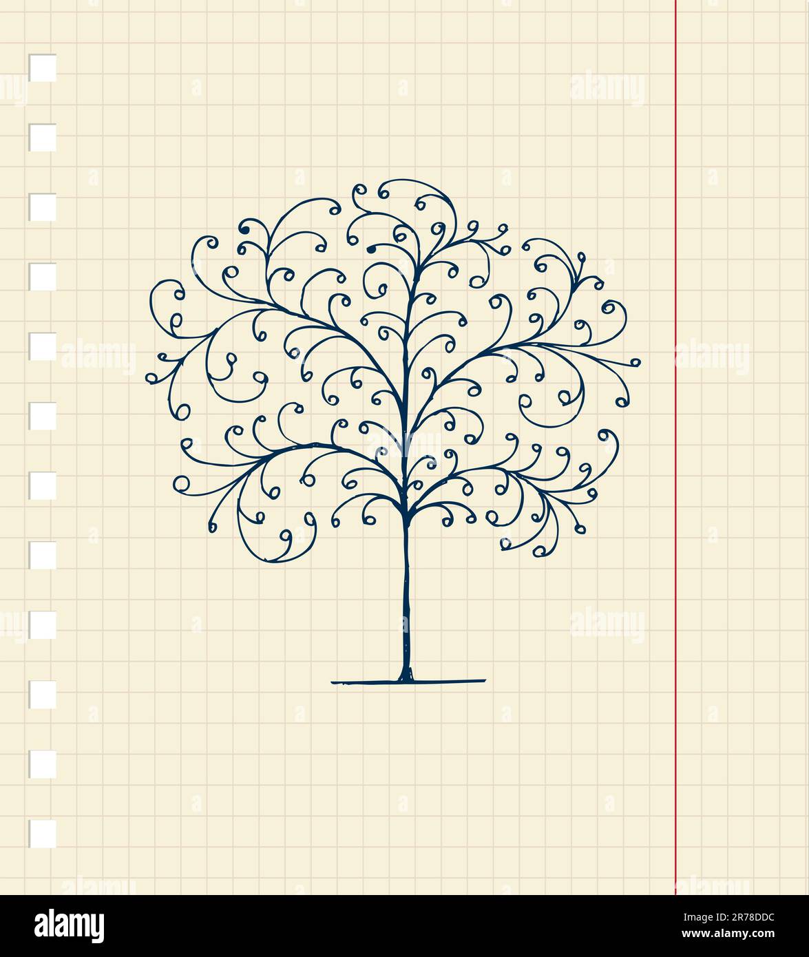 Sketch of tree on notebook sheet for your design Stock Vector Image ...