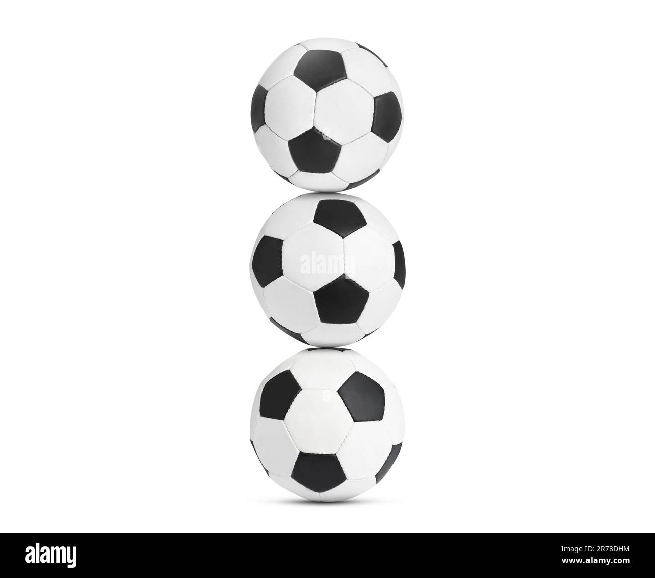 Stack of soccer balls on white background Stock Photo - Alamy