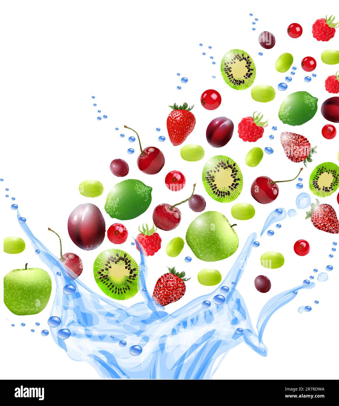 Fruits In Water Splash Vector Illustration Stock Vector Image Art