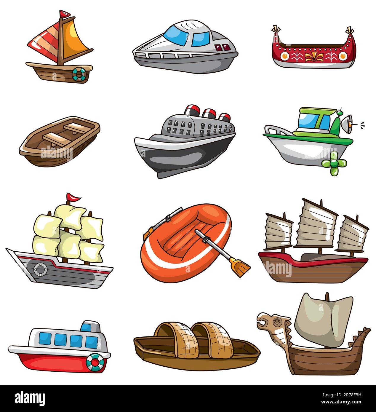 Cute boat cartoon illustration Cut Out Stock Images & Pictures - Alamy