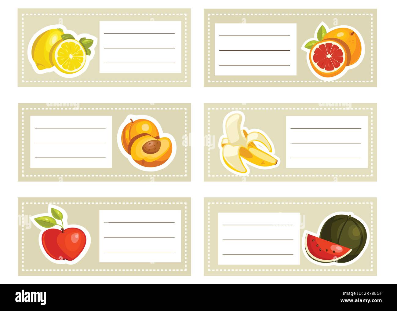 Back to school stickers with fruits, vector illustration Stock Vector ...
