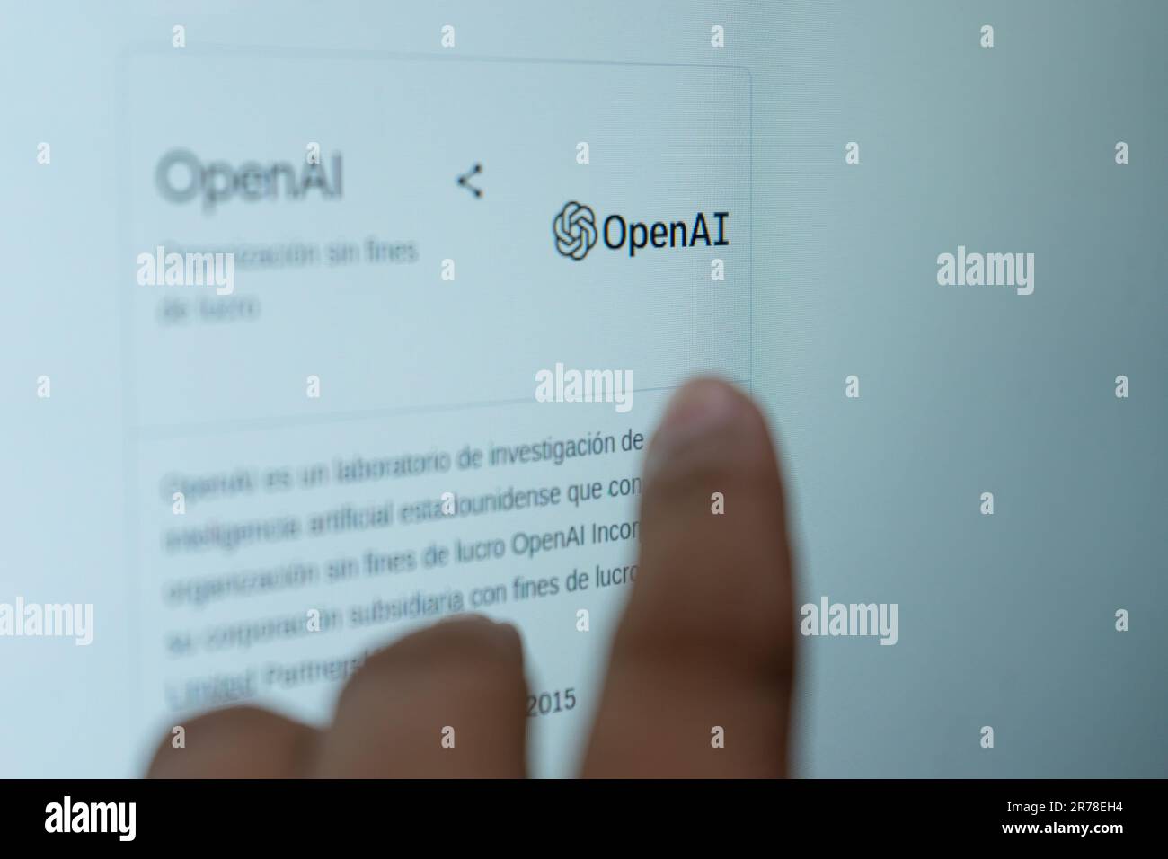 Managua, Nicaragua, June 13th 2023: Finger pointing OpenAi logo on a ...