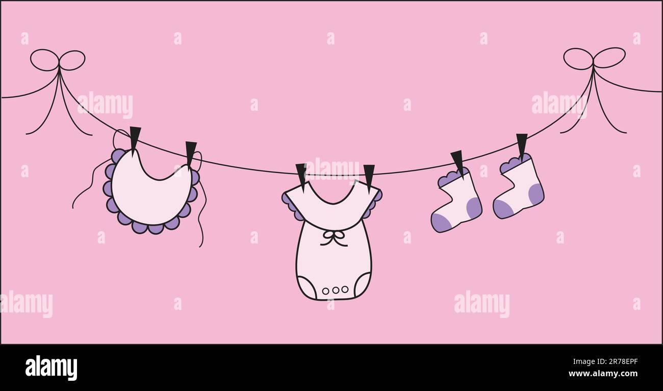 Cute pink baby girl clothes line Stock Vector Image & Art - Alamy