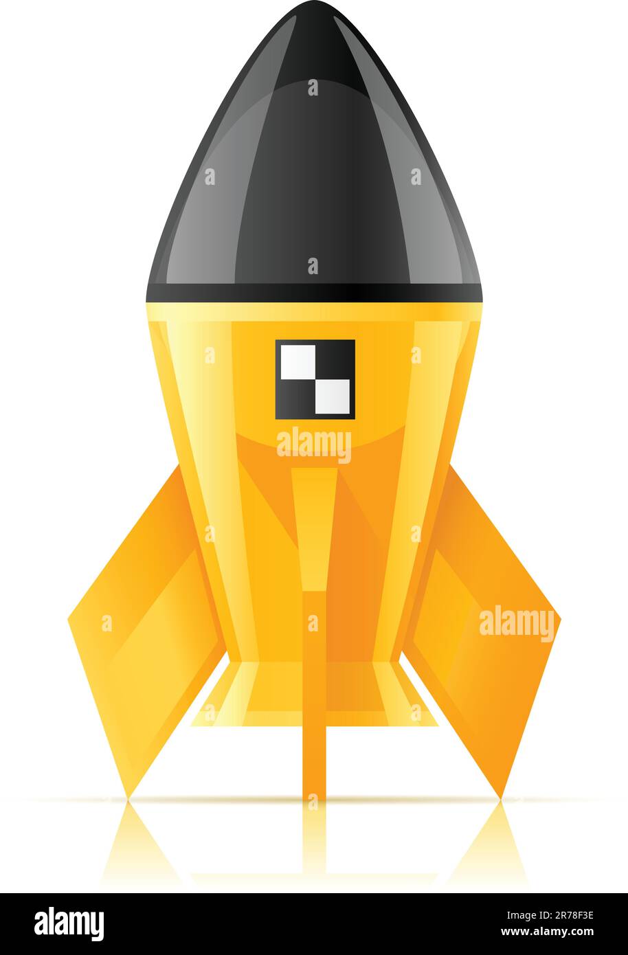 yellow cosmic rocket vector illustration isolated on white background ...