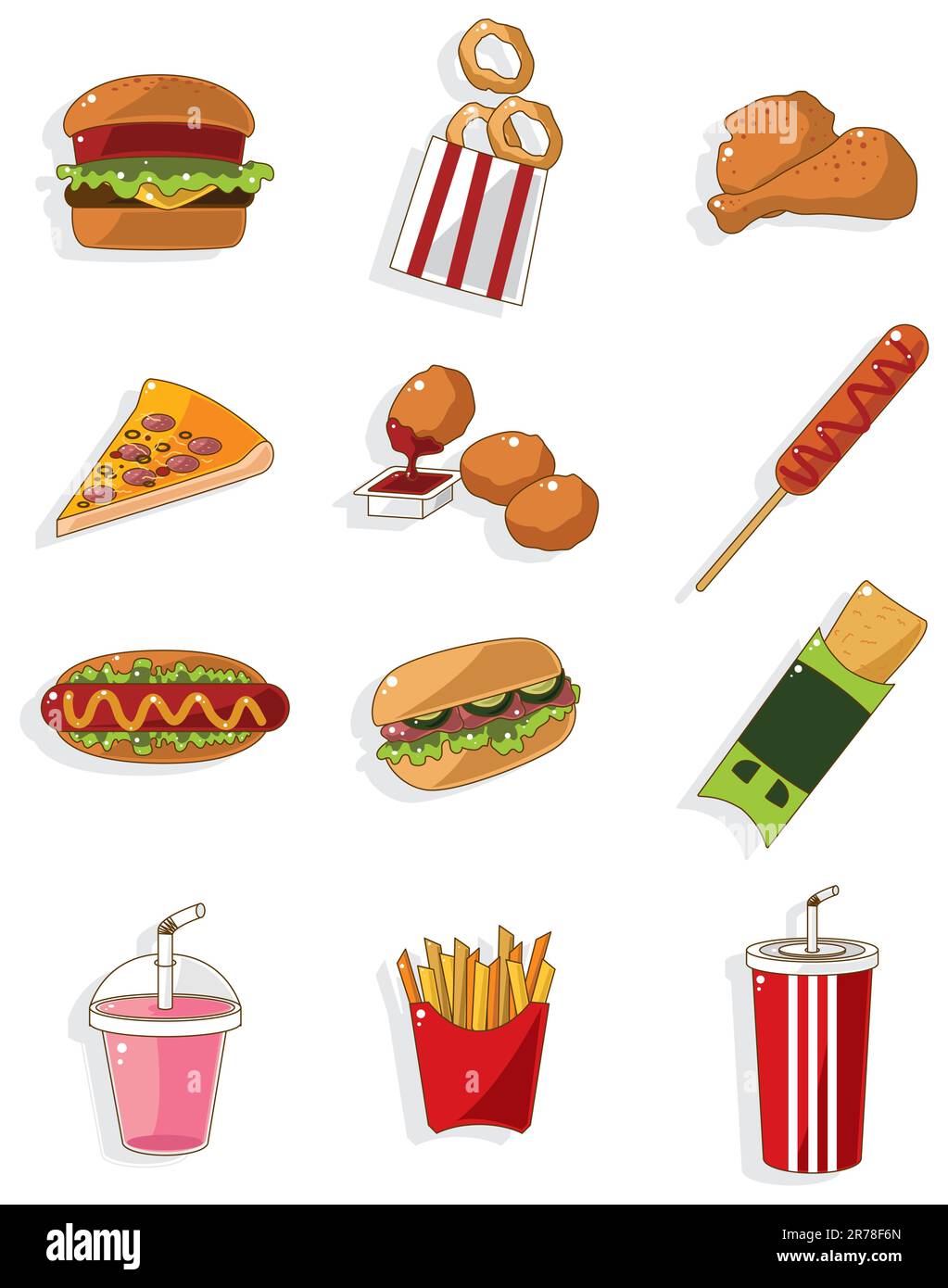 Junk food fat set Cut Out Stock Images & Pictures - Alamy