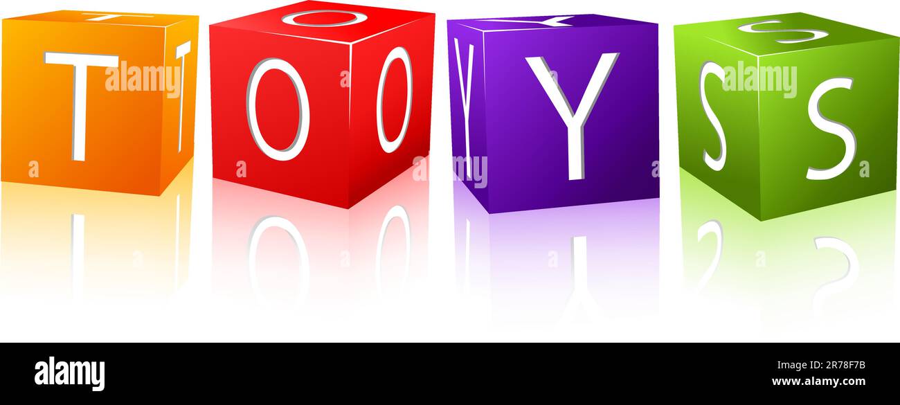 word toys composed from letter cubes. illustration isolated on white ...