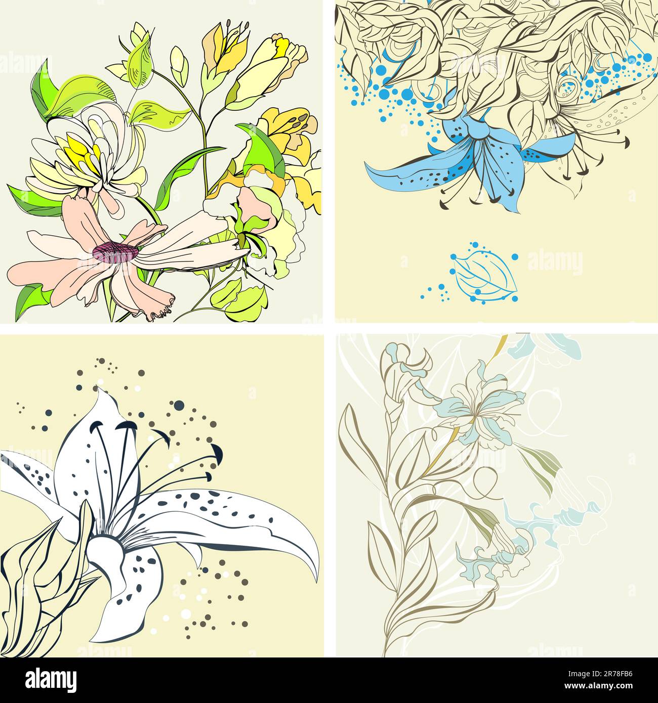 Set of floral card Stock Vector Image & Art - Alamy