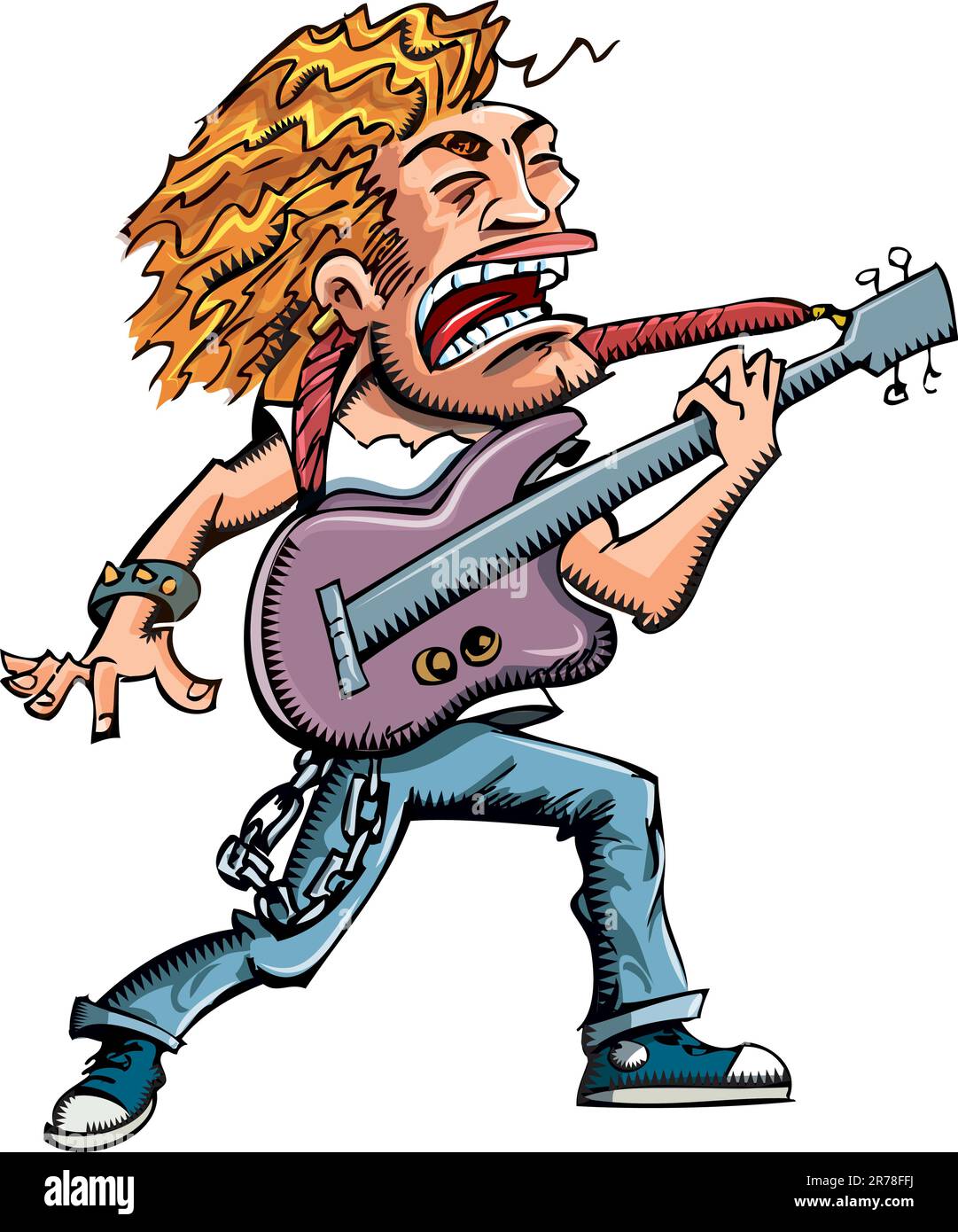 Cartoon of a heavy metal singer with a guitar Stock Vector Image & Art ...