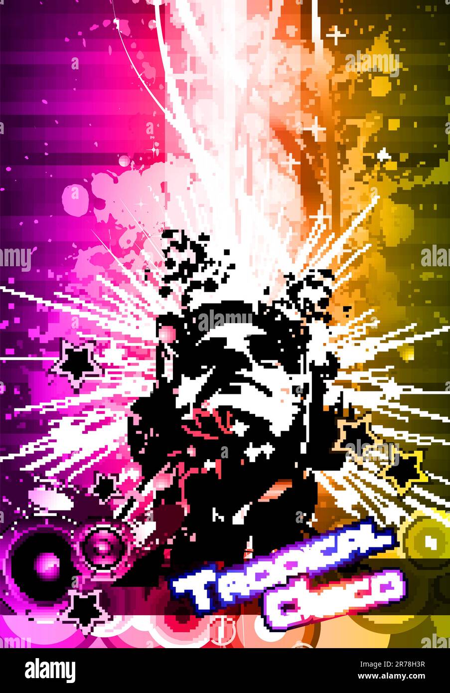 Abstract Light Explosion Disco Flyer with DJ shape Stock Vector Image ...