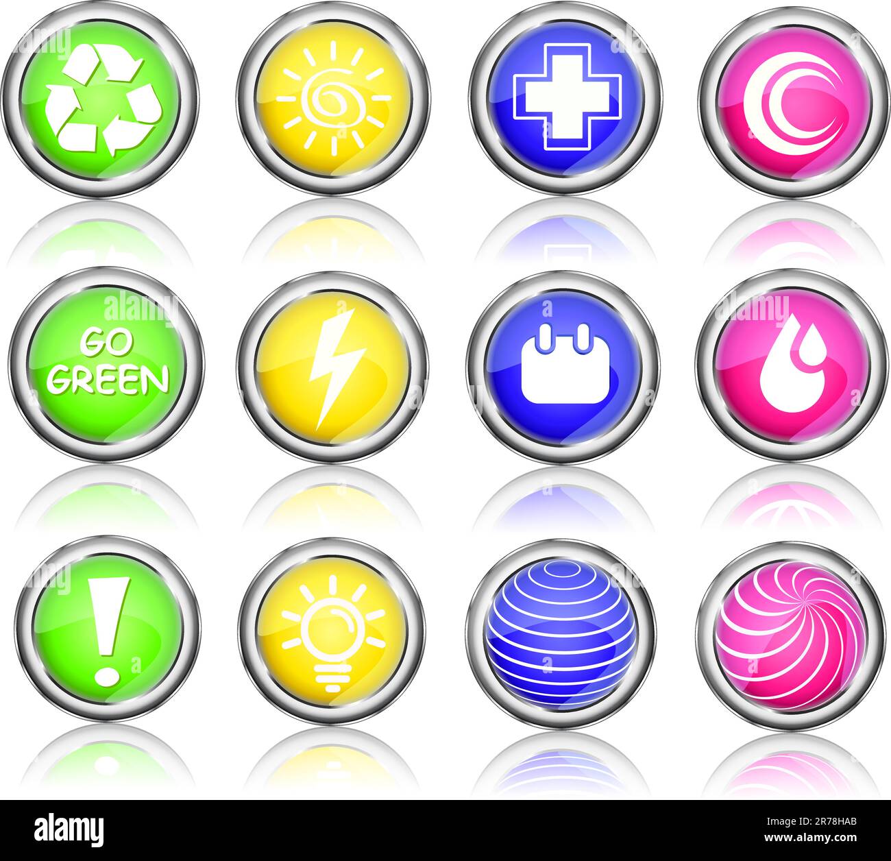 icon set - go green, sun, first aid, plus, drop isolated on white ...