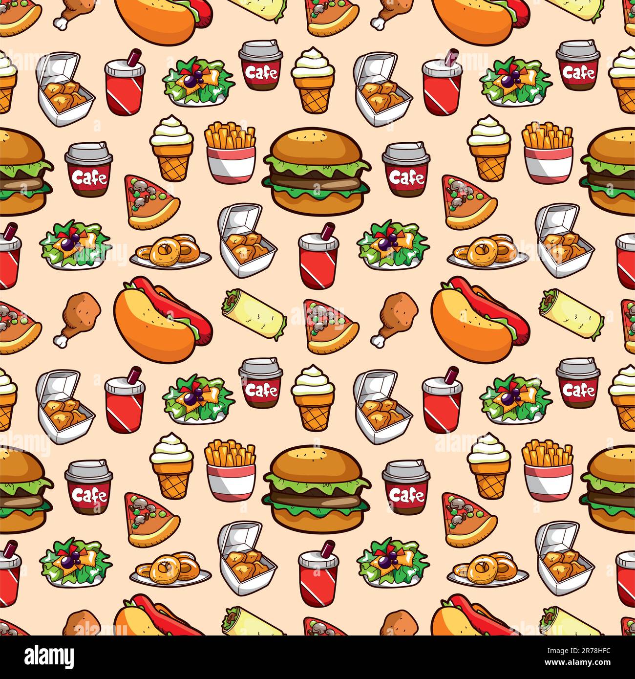 Fast food pattern Stock Vector Images - Alamy