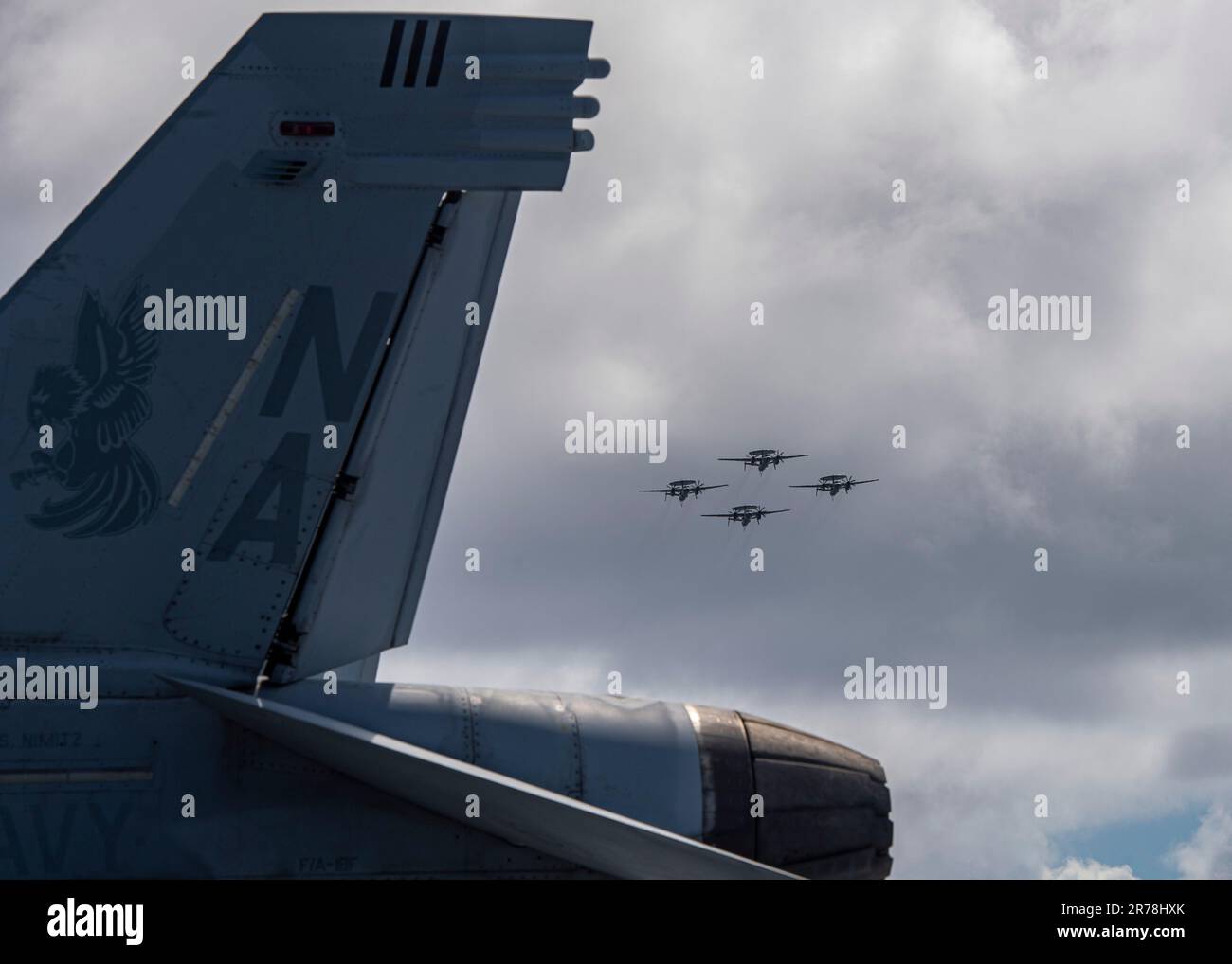 230613-N-MH015-2307 PACIFIC OCEAN (June 13, 2023) Four E-2C Hawkeyes ...