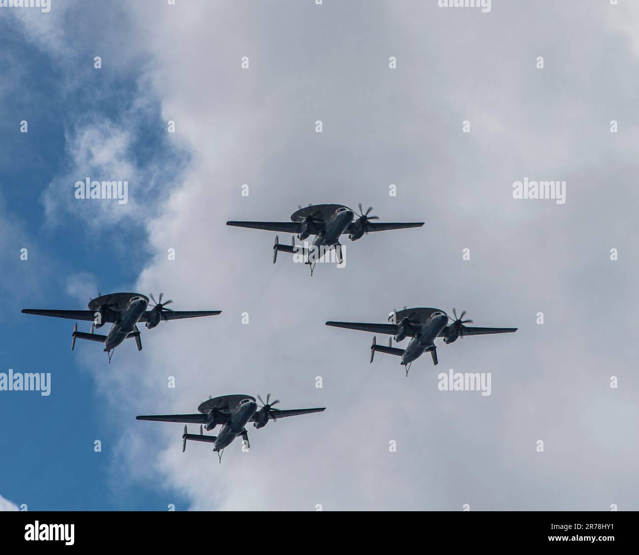 230613-N-MH015-2310 PACIFIC OCEAN (June 13, 2023) Four E-2C Hawkeyes ...