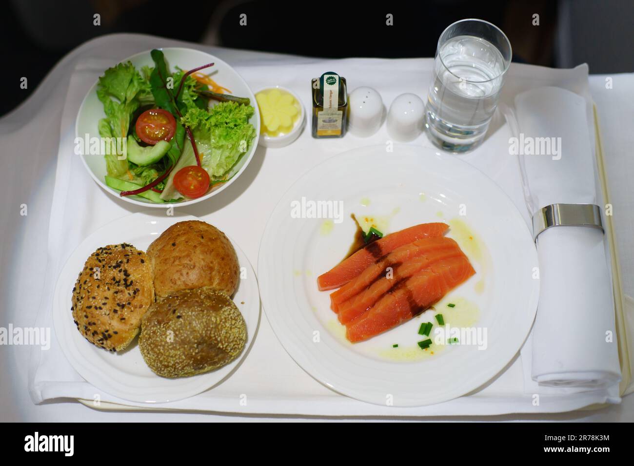 Tray of seafood on the plane, Emirates airlines business class travel ...