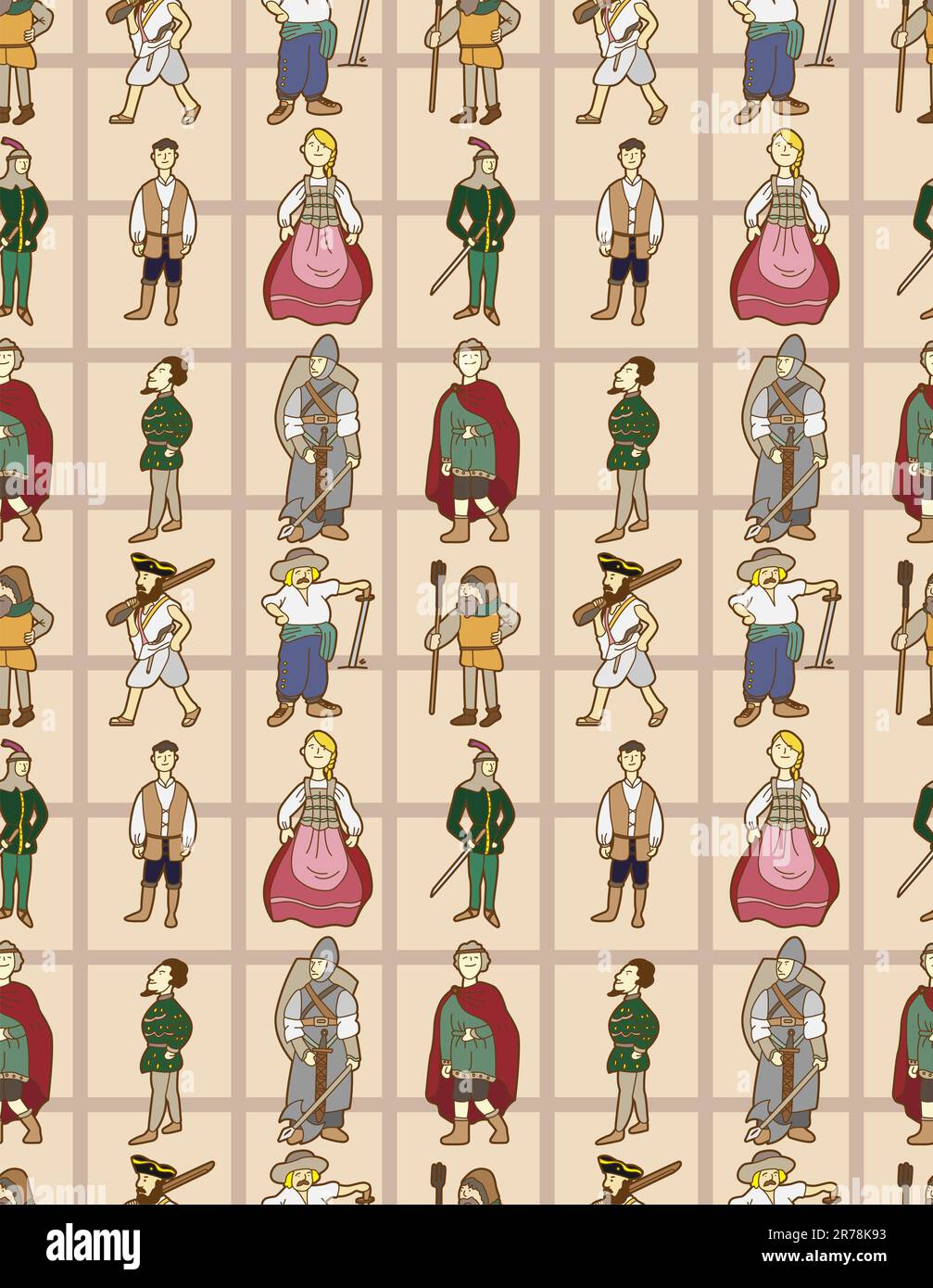 seamless Middle Ages people pattern Stock Vector Image & Art - Alamy